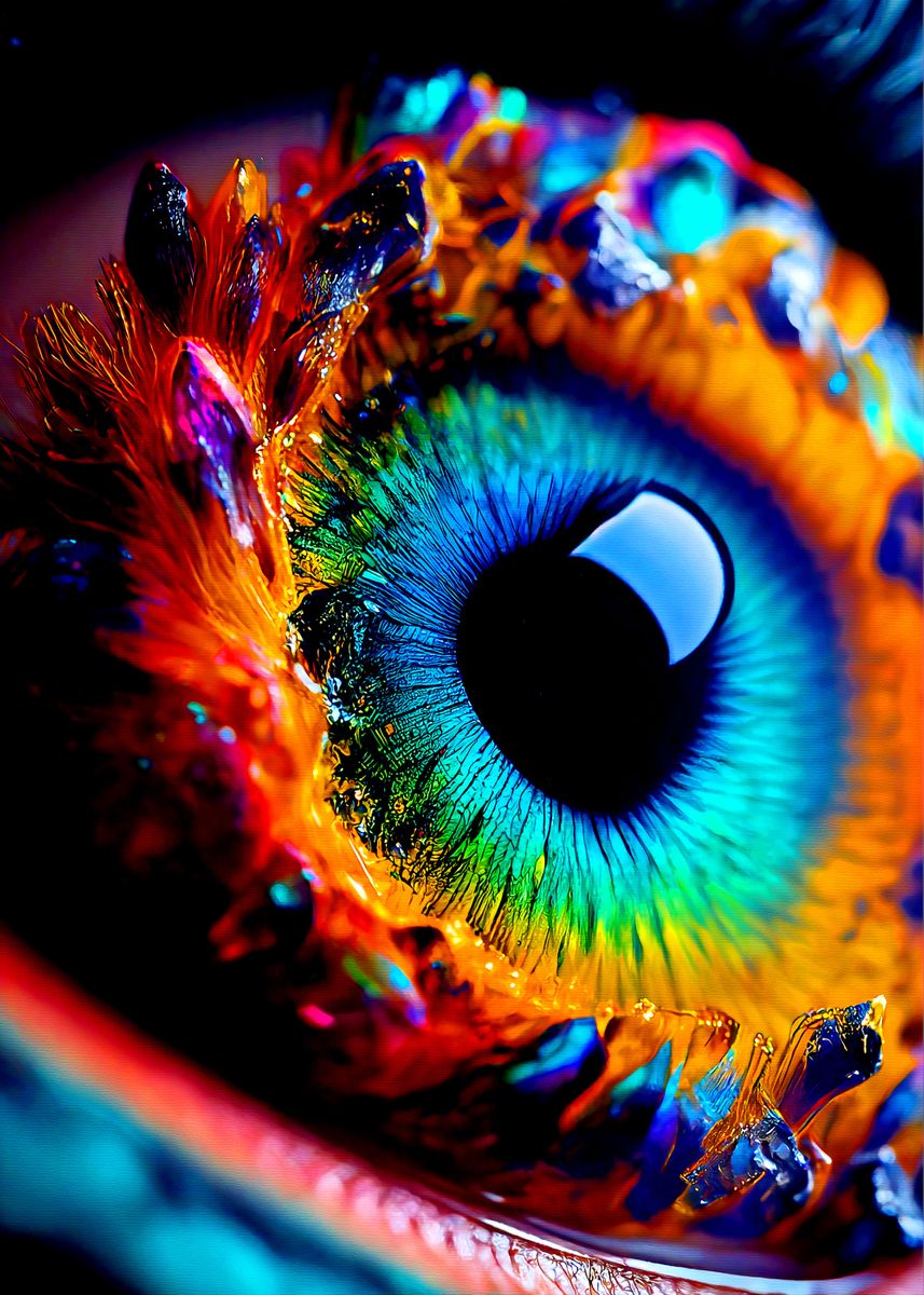 'Colorful Eye' Poster, picture, metal print, paint by Tine Calea | Displate