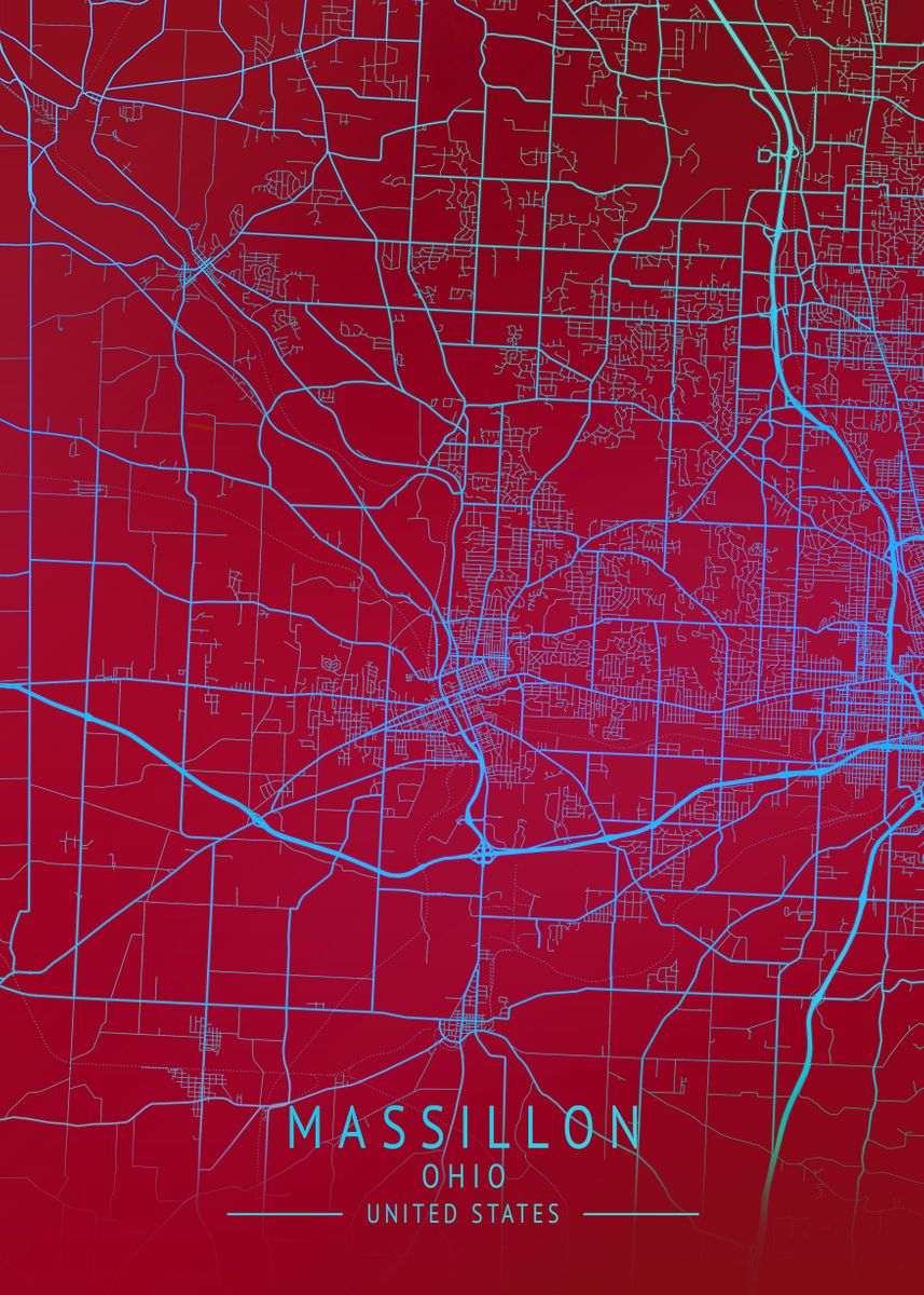 'Massillon USA City Map' Poster, picture, metal print, paint by Gigi ...