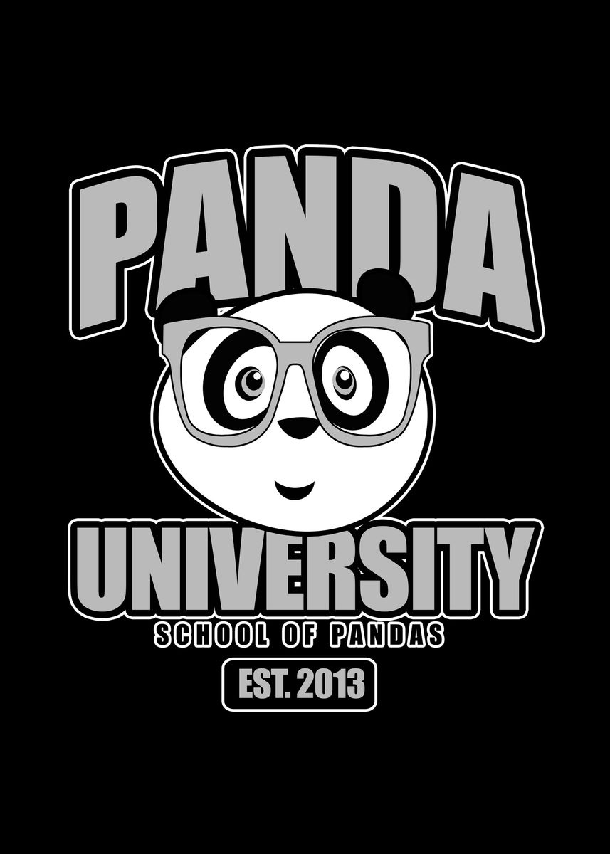 'Panda University Grey' Poster, picture, metal print, paint by ...