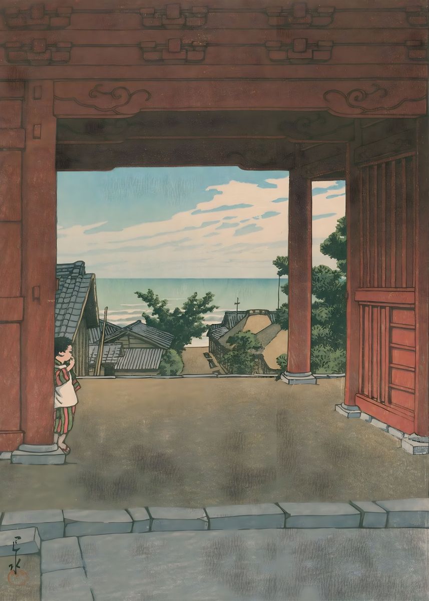 'Tamon Temple at Hamahagi' Poster, picture, metal print, paint by ...