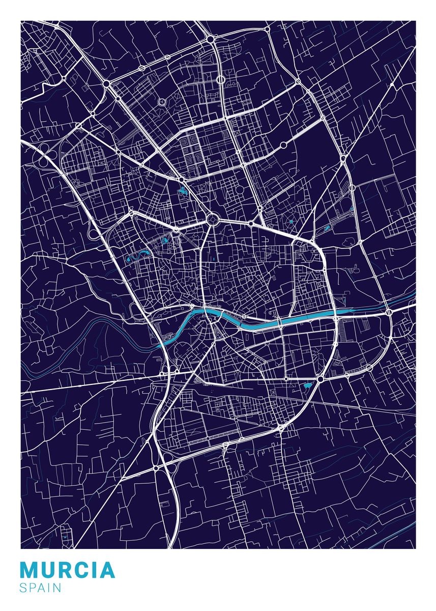 'Murcia City Map' Poster, picture, metal print, paint by Trulaf Design ...