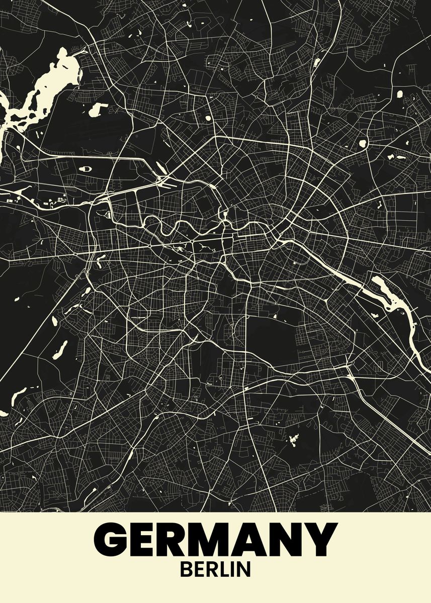 'Berlin Map' Poster, picture, metal print, paint by Taffy | Displate