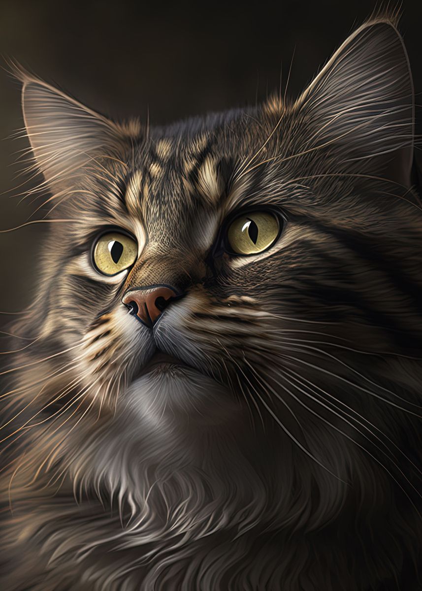 'Cat' Poster, picture, metal print, paint by Zake Yonkou | Displate