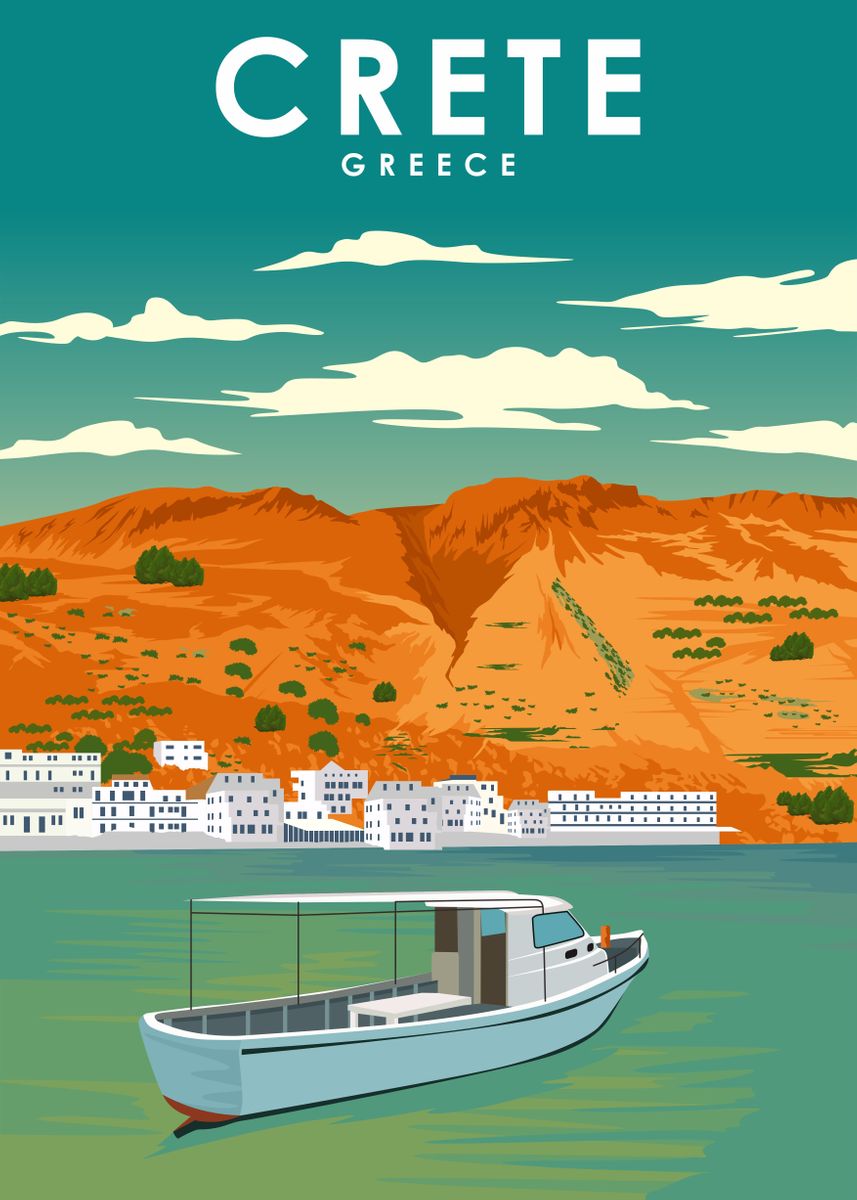 'Crete Greece Travel Poster' Poster, picture, metal print, paint by ...