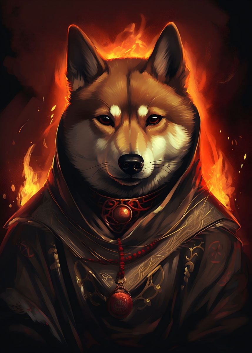 'Shiba Fire Mage' Poster, picture, metal print, paint by FusionDesigns ...