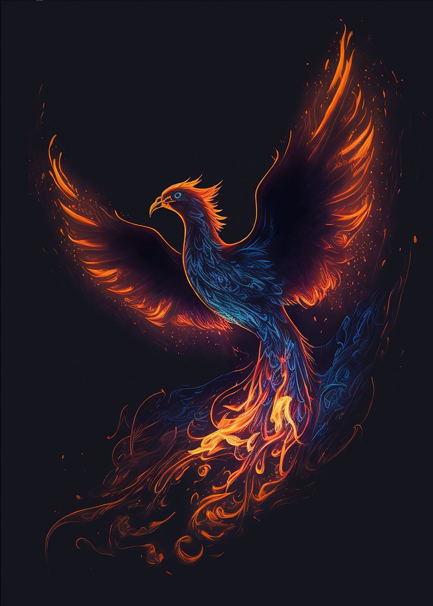 'mystical phoenix' Poster, picture, metal print, paint by Freddie ...