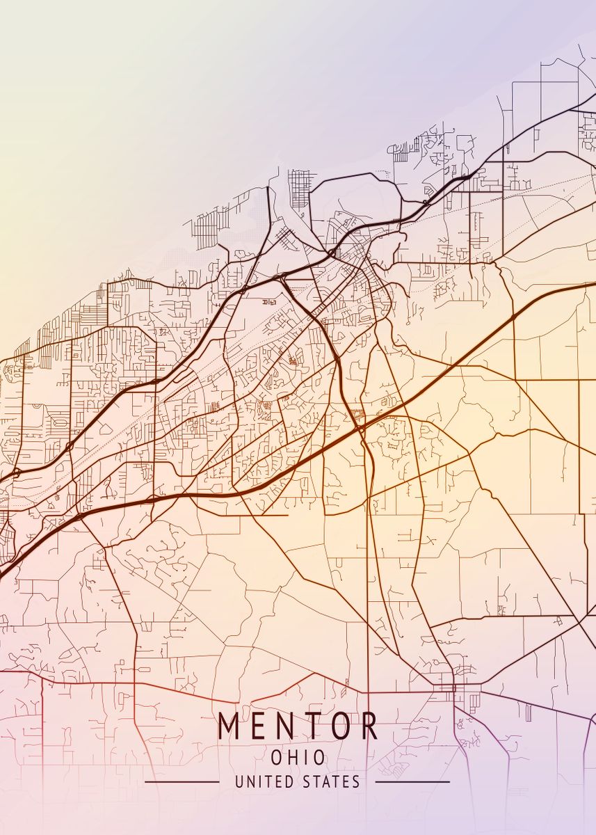 'Mentor USA City Map' Poster, picture, metal print, paint by Gigi Bgm ...