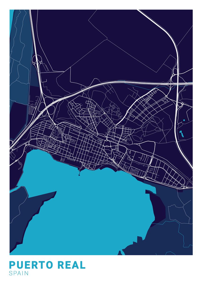'Puerto Real City Map' Poster, picture, metal print, paint by Trulaf ...