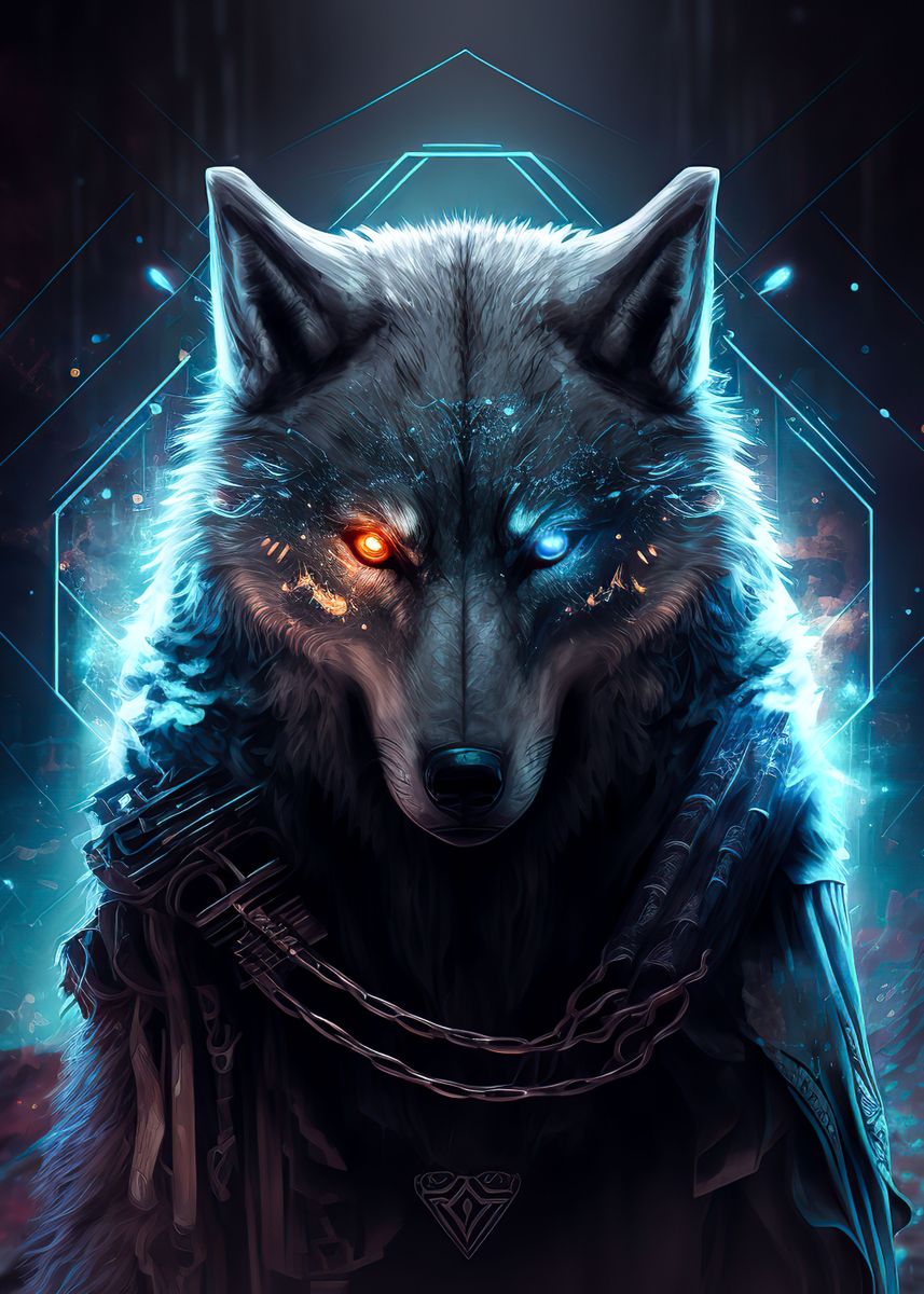 'wolf cyber ' Poster, picture, metal print, paint by Rachelle Mcgrath ...