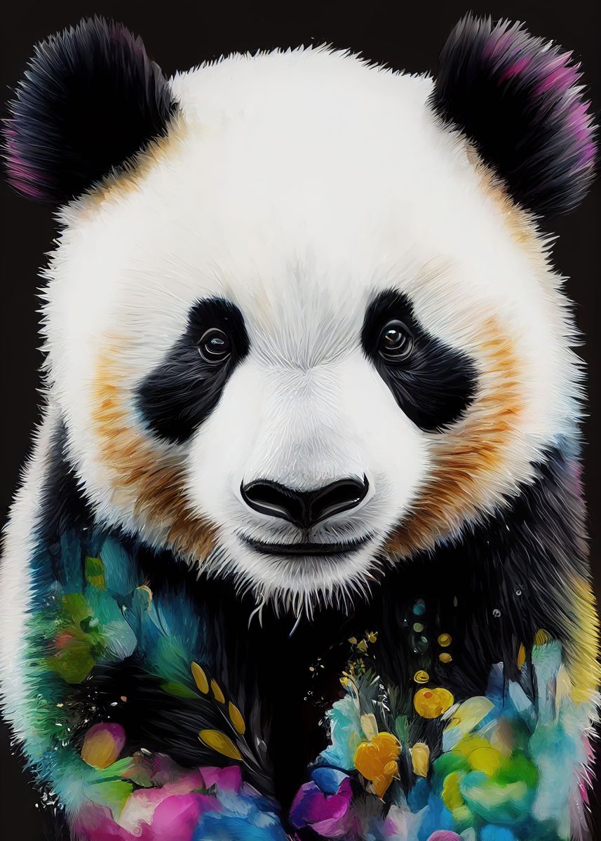 'Colorful Panda Animals' Poster, picture, metal print, paint by ...