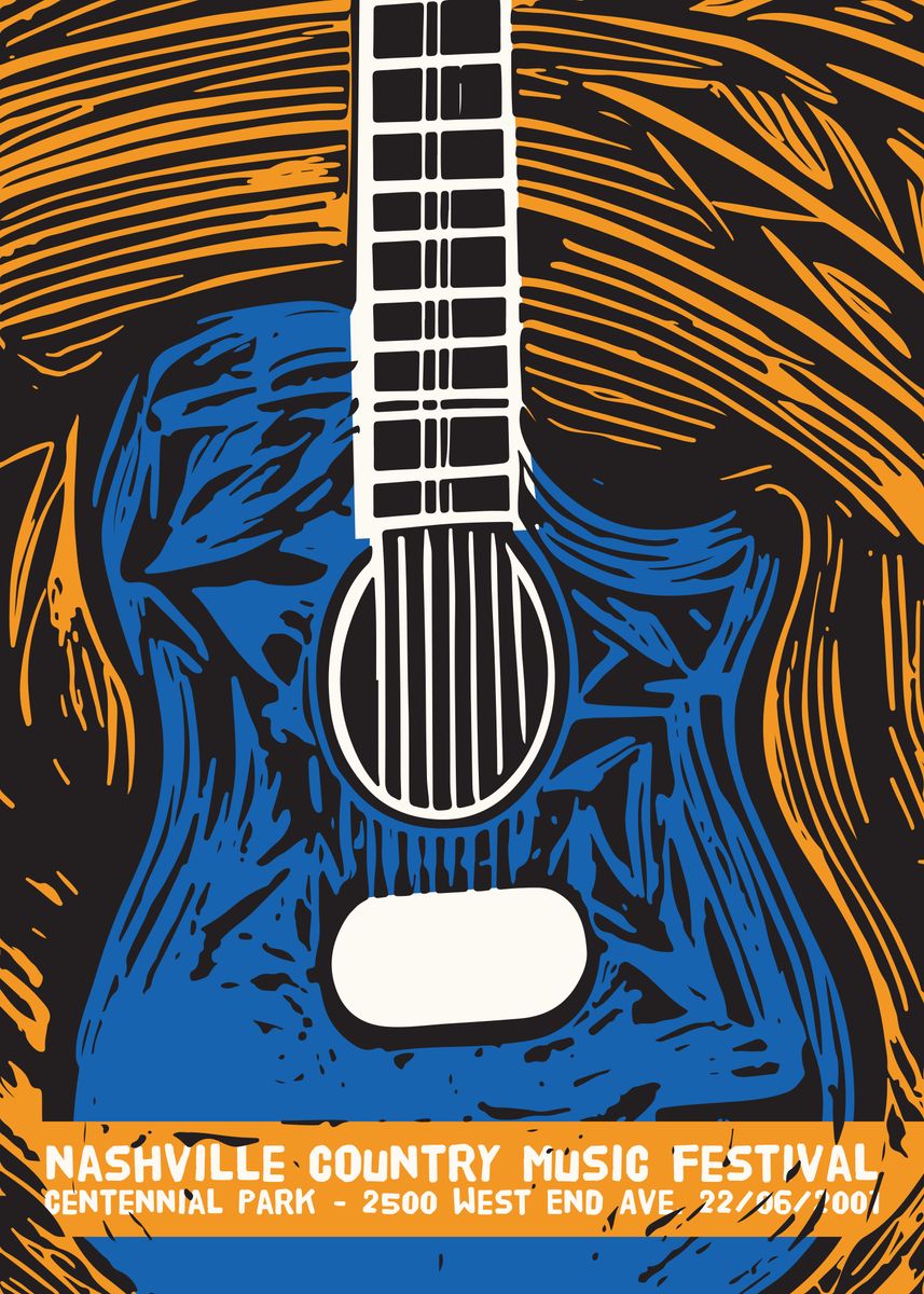 'Retro Country Music Poster' Poster, picture, metal print, paint by ...