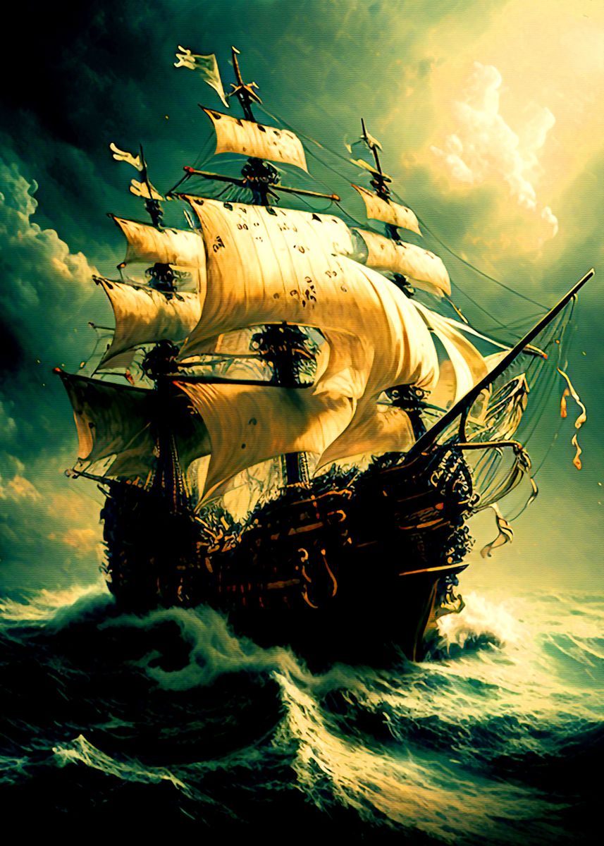 'Fantasy Ship' Poster, picture, metal print, paint by nhatsk min | Displate