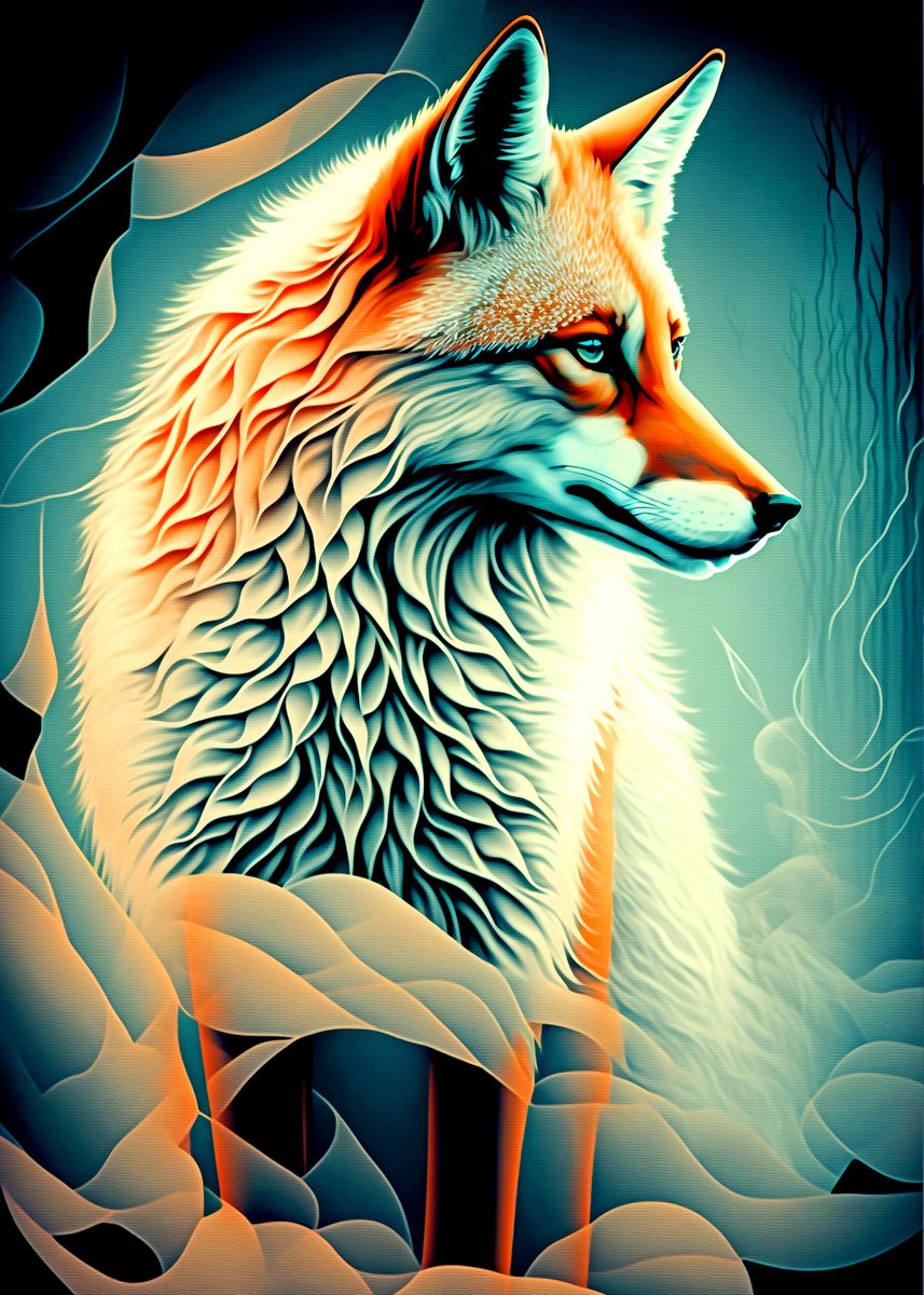 'Fox' Poster, picture, metal print, paint by Tiker Arts | Displate