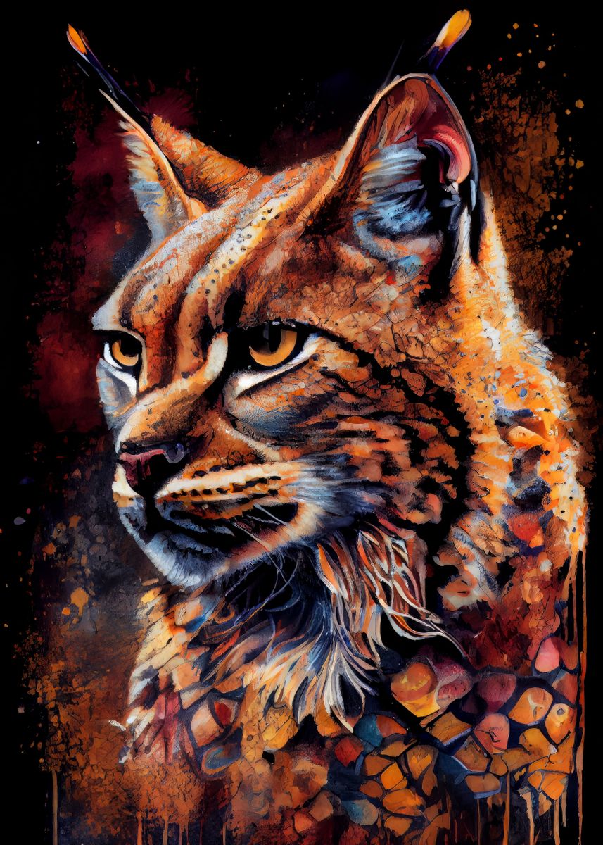 'Bobcat Ink Painting' Poster by Scott Prokop | Displate