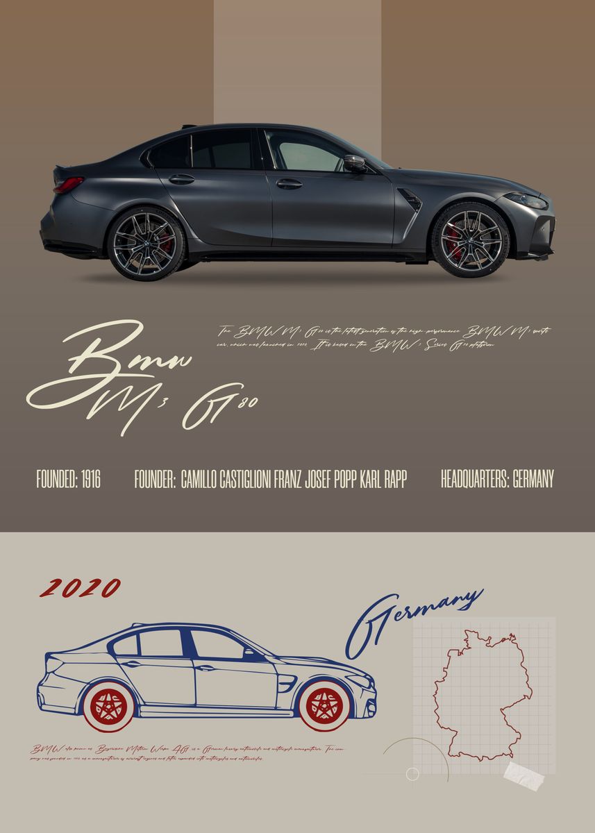 'BMW M3 G80' Poster, picture, metal print, paint by Basues | Displate