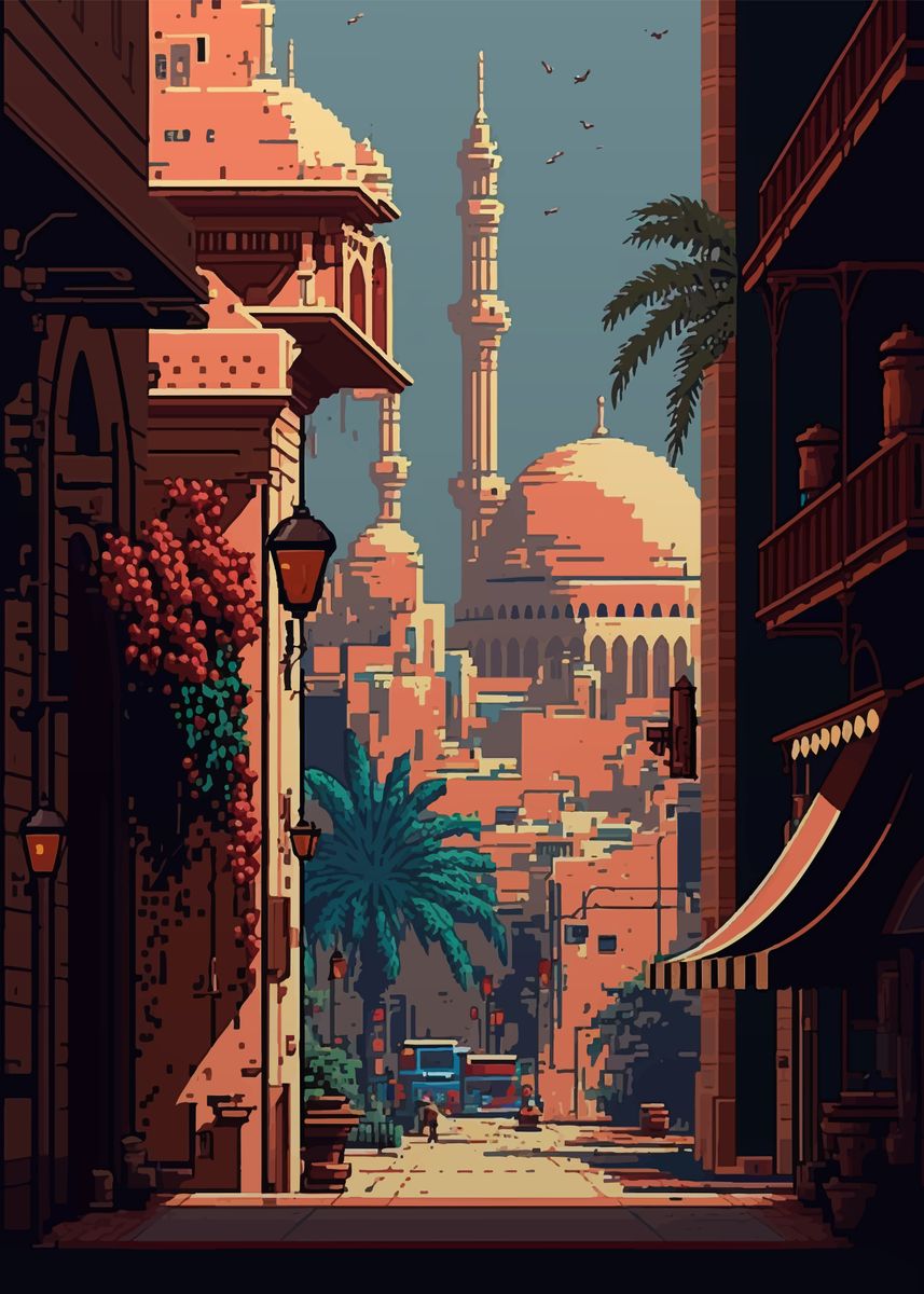 'Cairo Pixel art' Poster, picture, metal print, paint by M Art | Displate