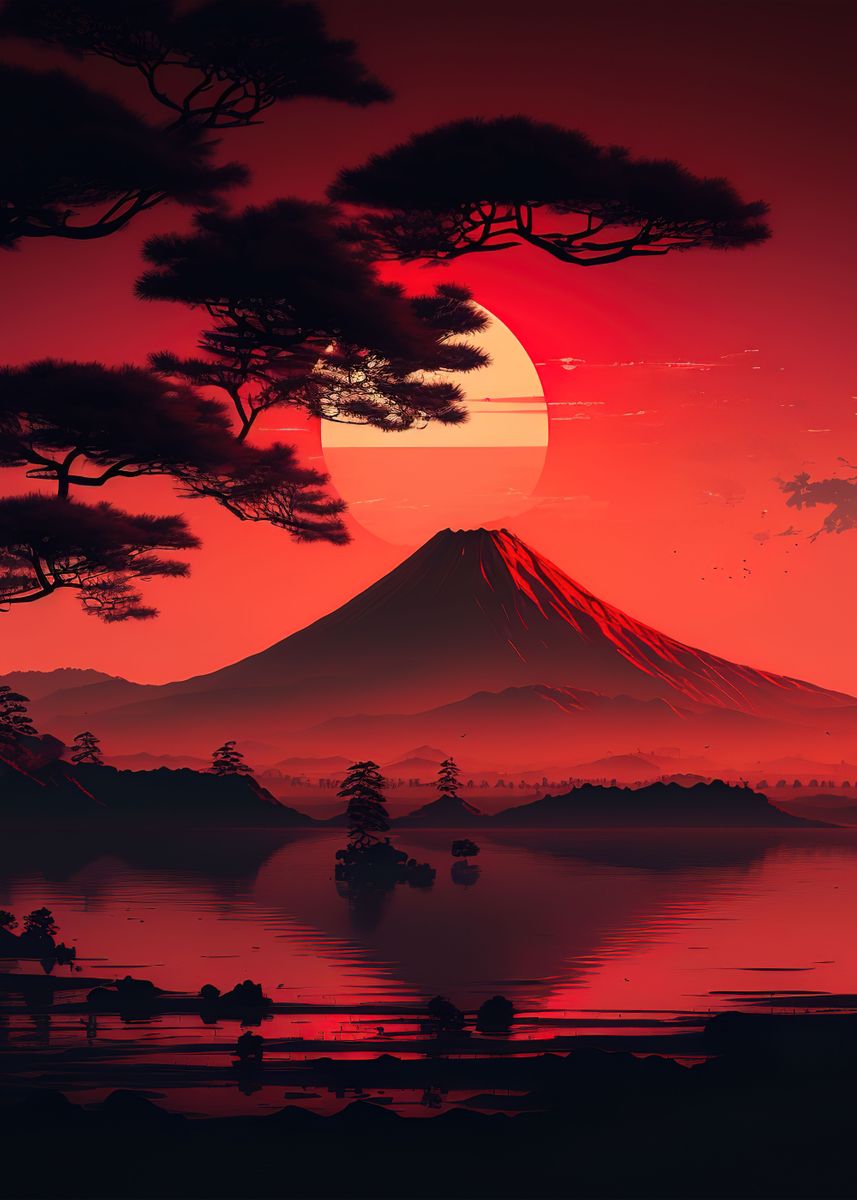 'Beautiful Japan Sunset ' Poster, picture, metal print, paint by Anime ...
