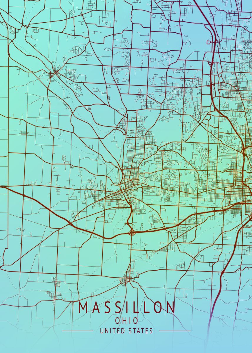 'Massillon USA City Map' Poster, picture, metal print, paint by Gigi ...