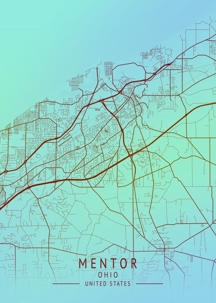 'Mentor USA City Map' Poster, picture, metal print, paint by Gigi Bgm ...