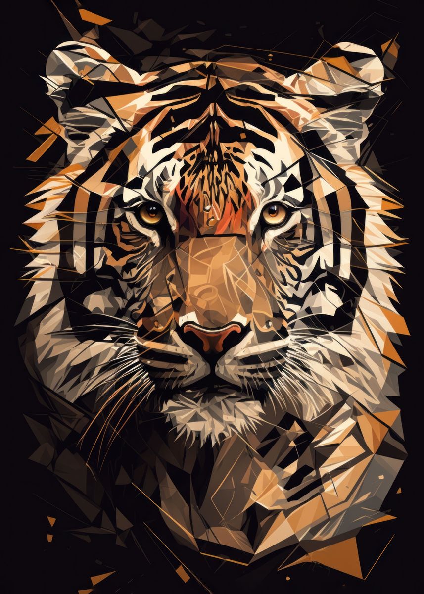 'Abstract Geomertic Tiger' Poster, picture, metal print, paint by Usama ...