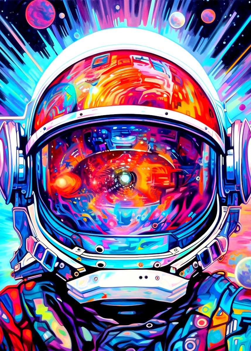 'Colorful Astronaut' Poster, picture, metal print, paint by tona nguyen ...
