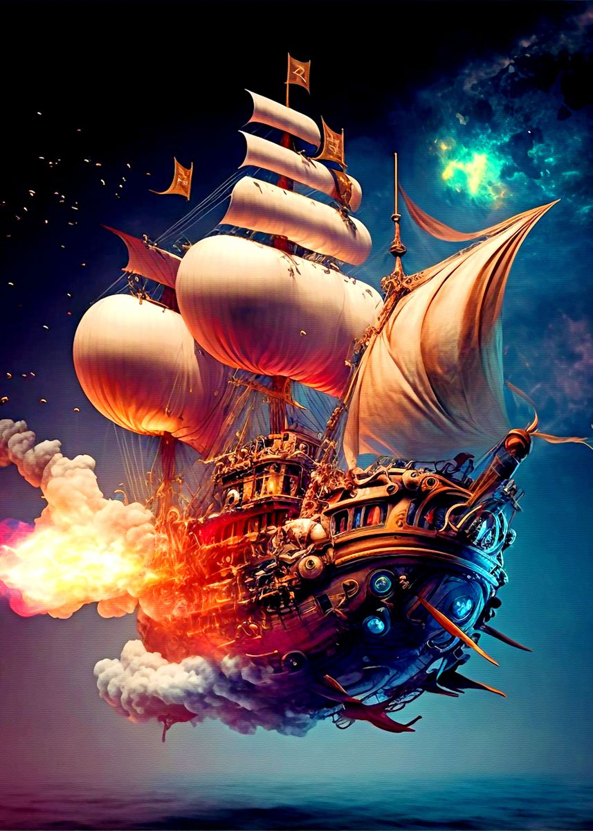 'Fantasy Ship' Poster, picture, metal print, paint by nhatsk min | Displate