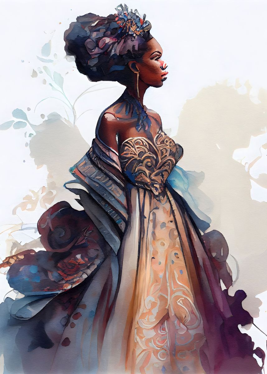 'African Woman Watercolor' Poster, picture, metal print, paint by Ali Ch | Displate