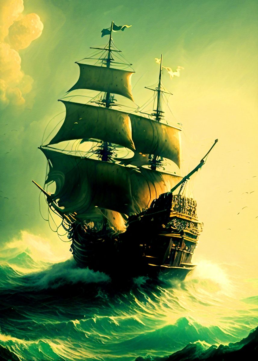 'Fantasy Ship' Poster, picture, metal print, paint by nhatsk min | Displate