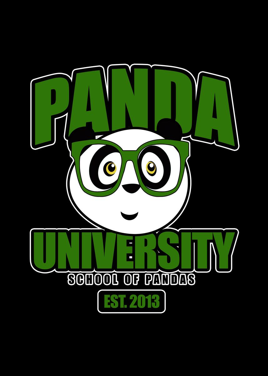'Panda University Green' Poster, picture, metal print, paint by ...