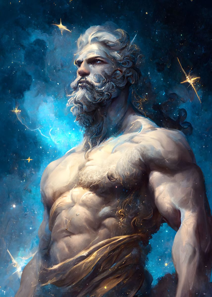 'A God And The Starry Night' Poster, picture, metal print, paint by ...