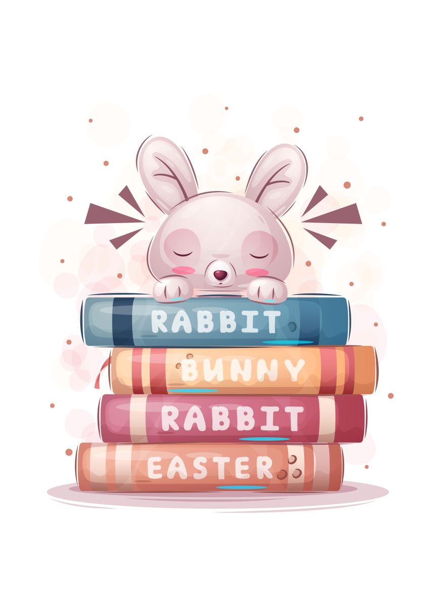 'Rabbit and books ' Poster, picture, metal print, paint by Faissal ...