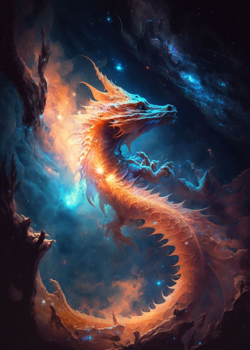 'Space Serpent Dragon ' Poster, picture, metal print, paint by taps ...