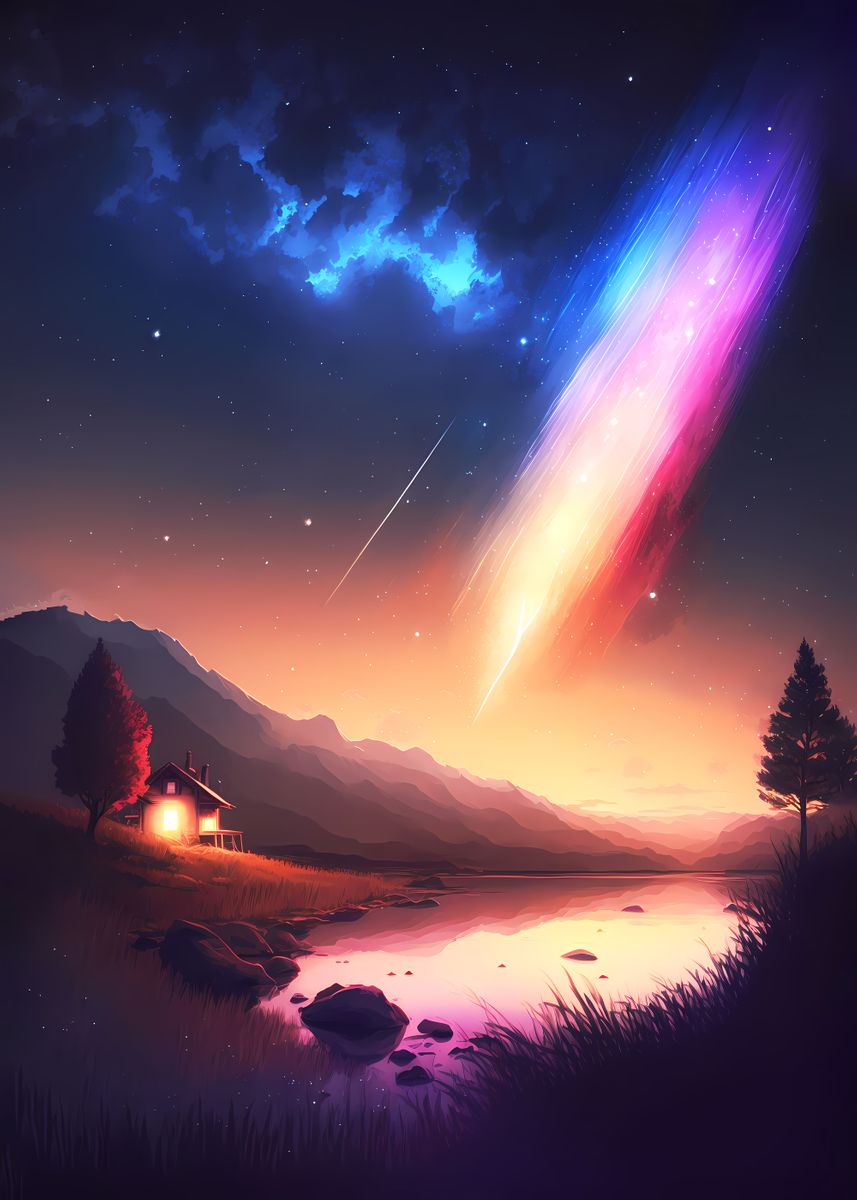 'Comets Rain Dreamscape' Poster, picture, metal print, paint by Luong ...