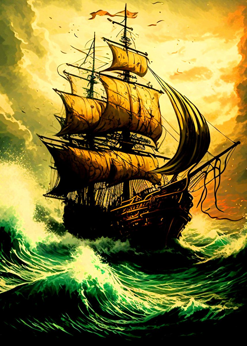 'Fantasy Ship' Poster, picture, metal print, paint by nhatsk min | Displate