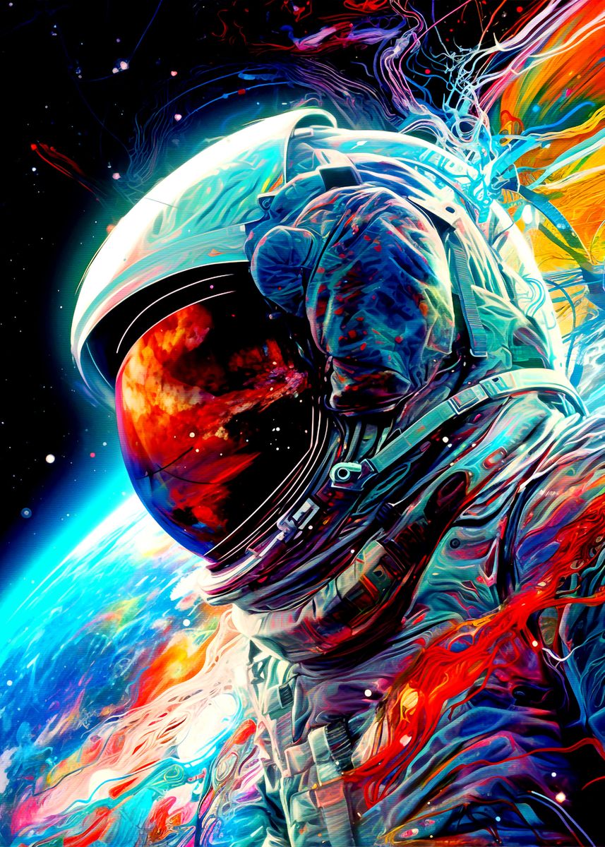 'Colorful Astronaut' Poster, picture, metal print, paint by tona nguyen ...