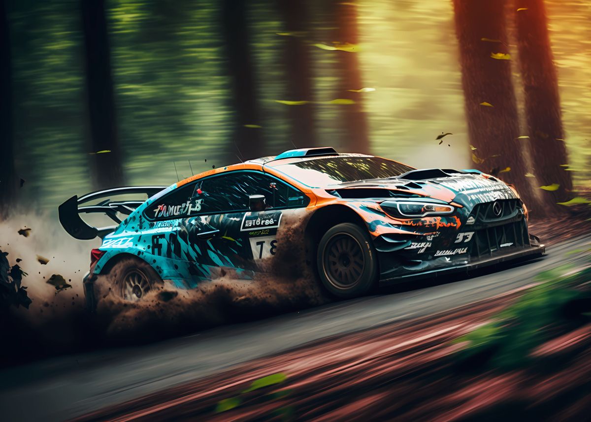 'Forest rally car race' Poster by Jiri Hodecek | Displate