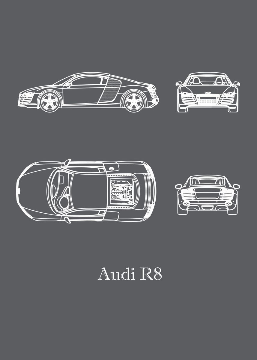 'Audi R8 ' Poster, picture, metal print, paint by Soft Brush | Displate