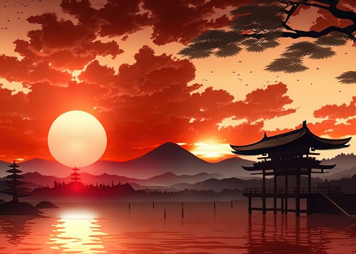 'Beautiful Japan Sunset ' Poster by Anime | Displate