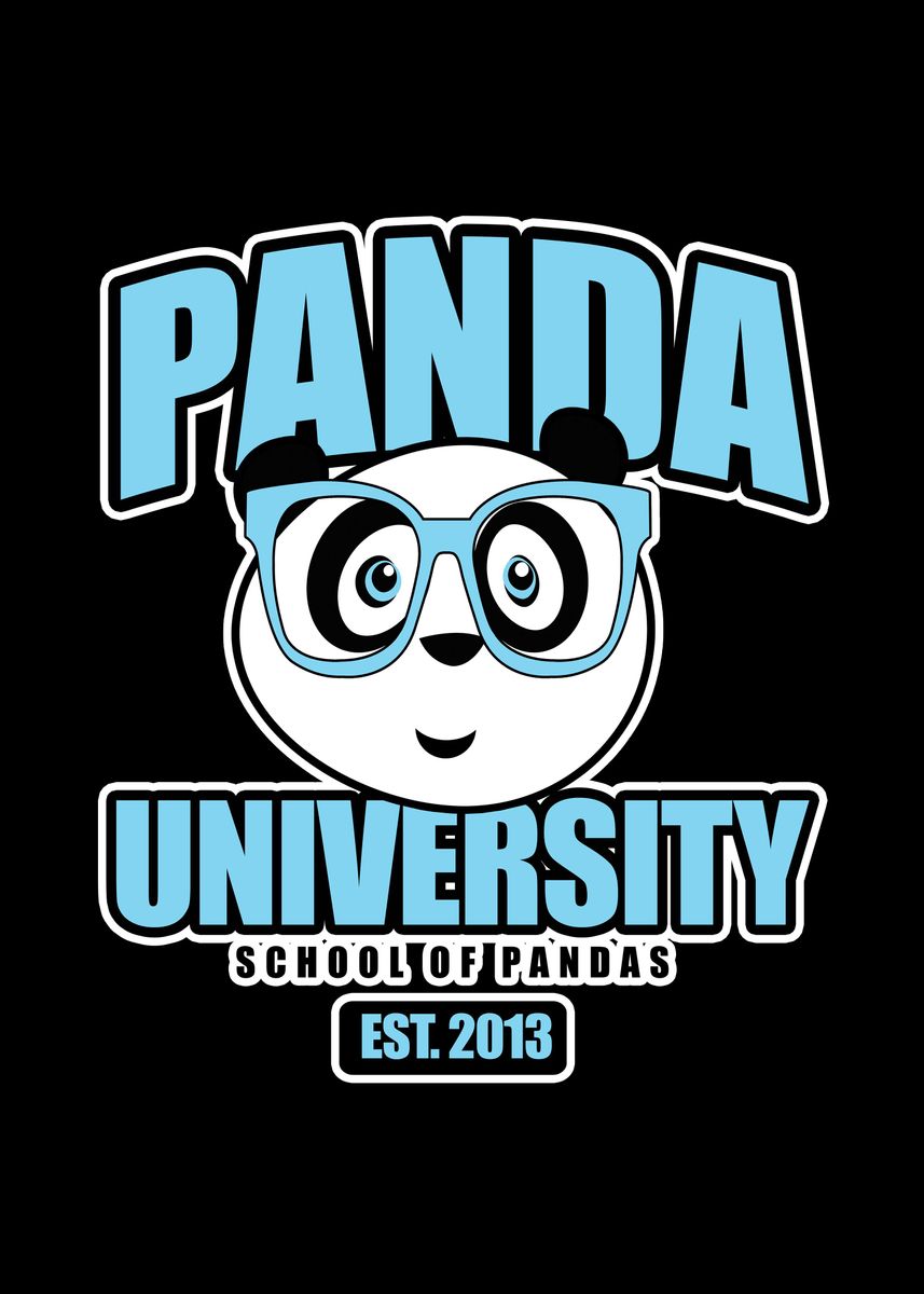 'Panda University Blue' Poster, picture, metal print, paint by ...