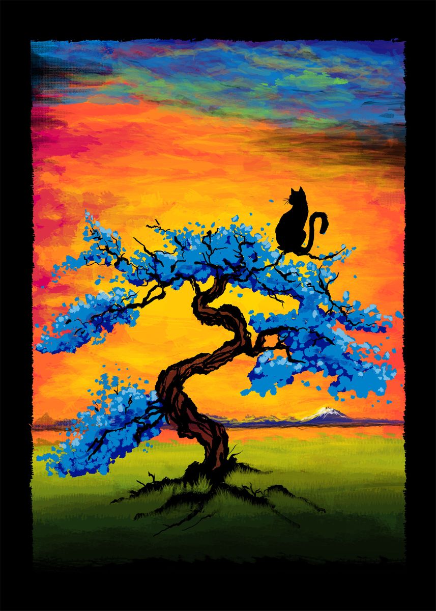 'Cat watching the sunset' Poster by Antonio Camarena | Displate