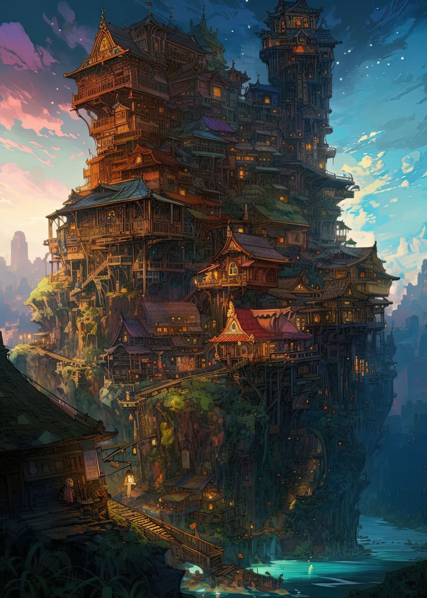 'Fantasy Fortress' Poster, picture, metal print, paint by Powerful ...