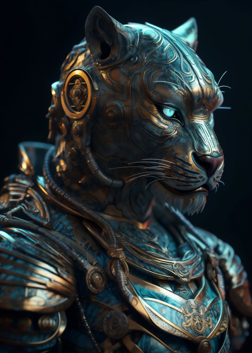 'Damascus Armor Tiger' Poster, picture, metal print, paint by ...