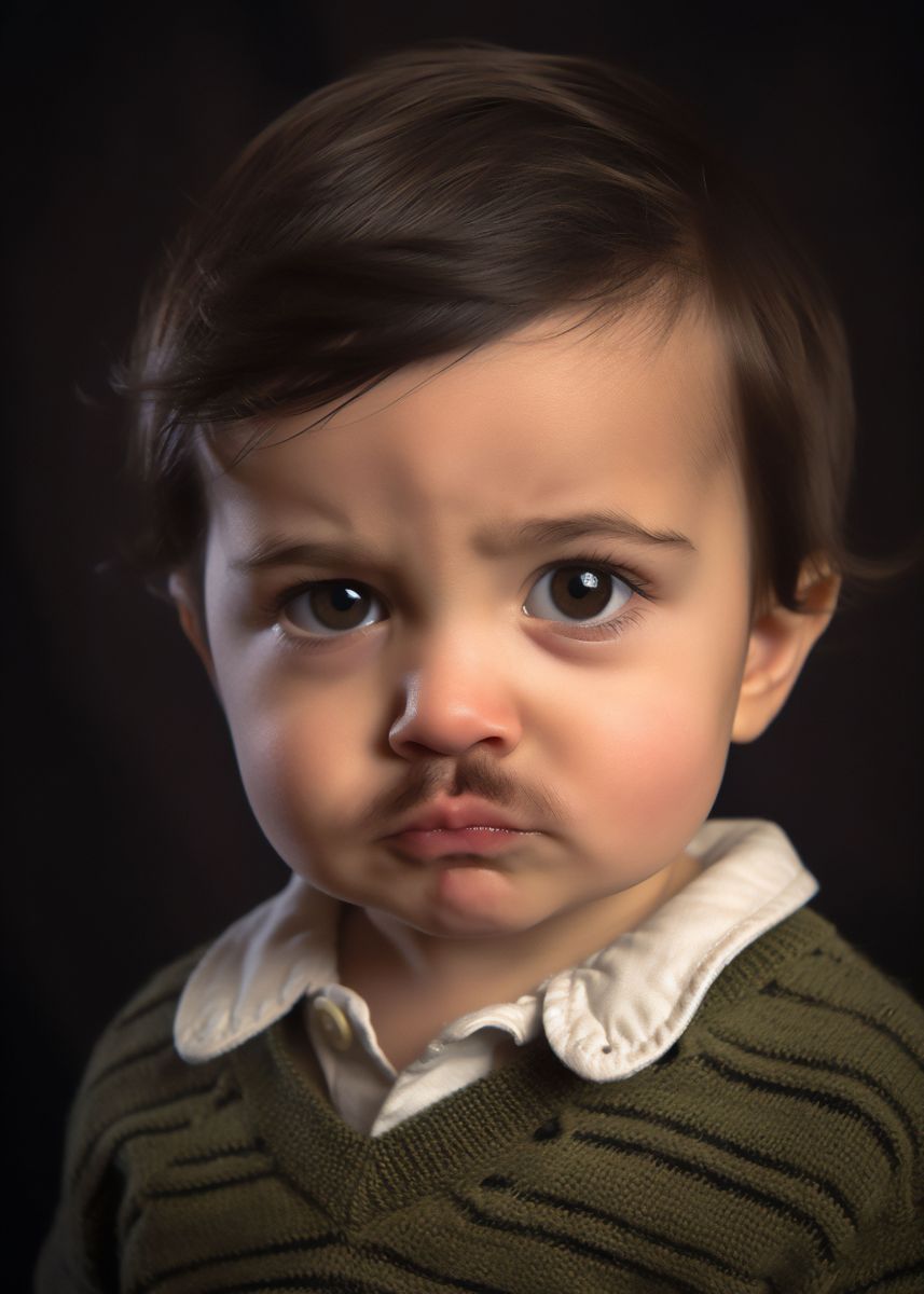 'Funny baby with moustache' Poster, picture, metal print, paint by ...