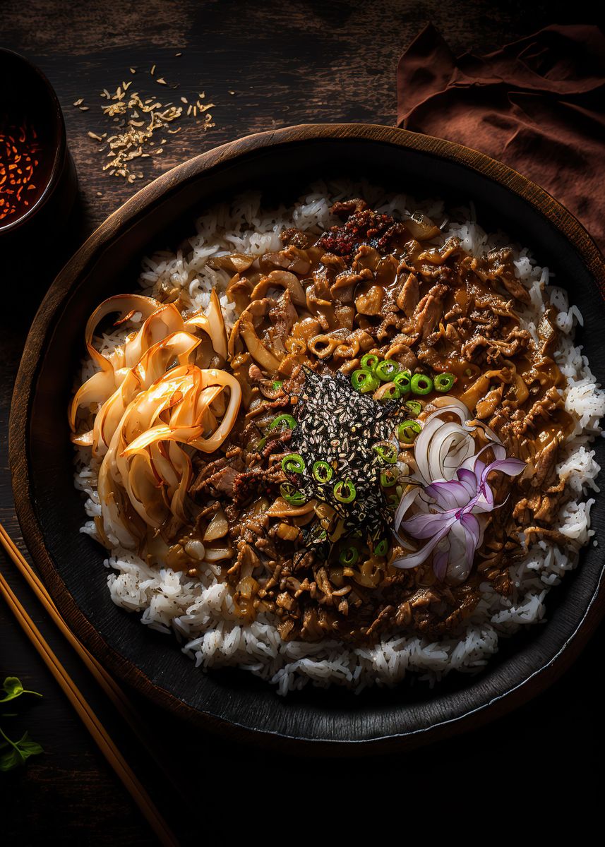 'gyudon rice' Poster, picture, metal print, paint by Elain | Displate