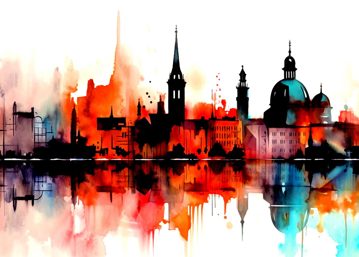 'Watercolor City' Poster by Wasi Blond | Displate