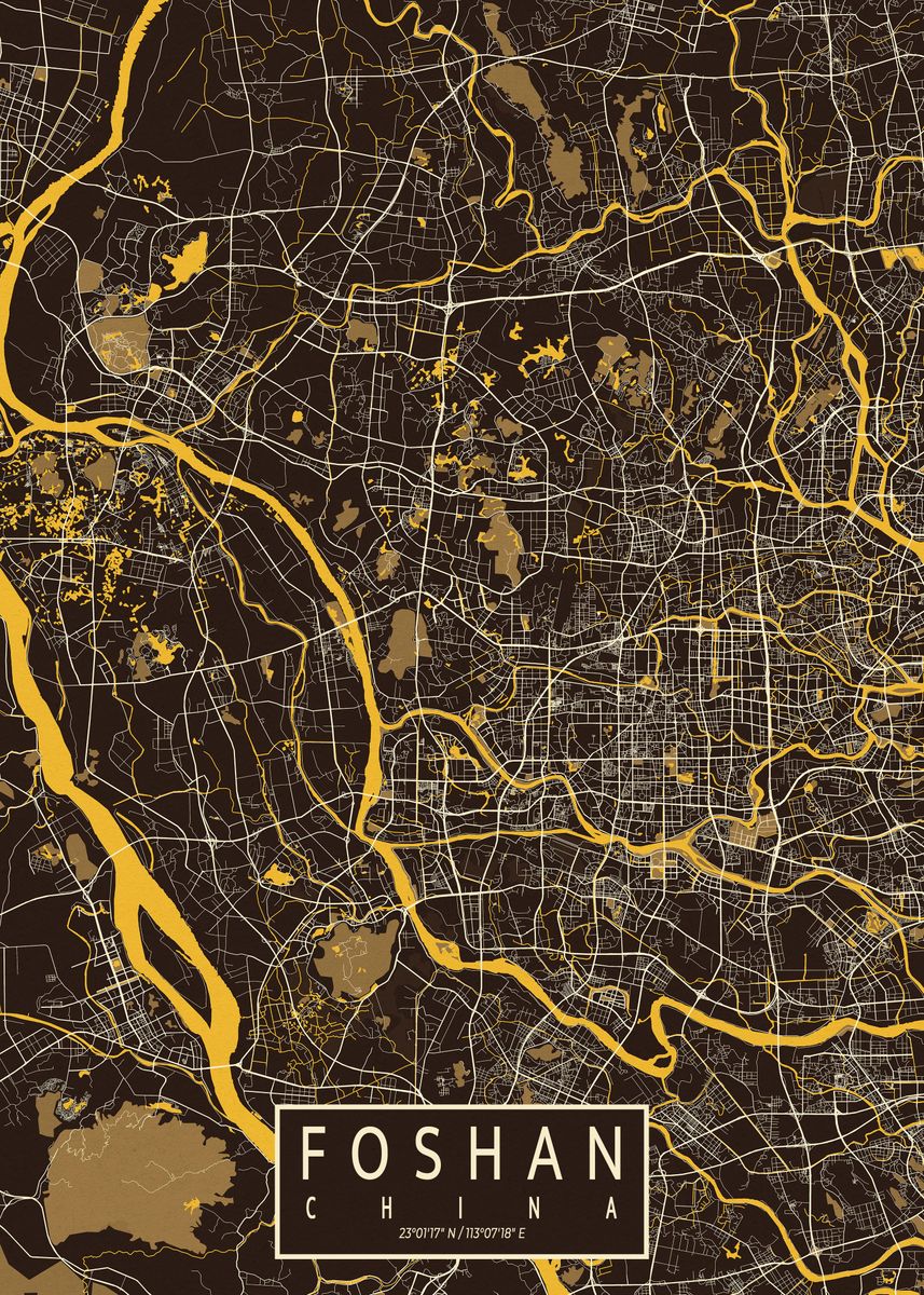 'Foshan City Map Pastel' Poster by deMAP Studio | Displate