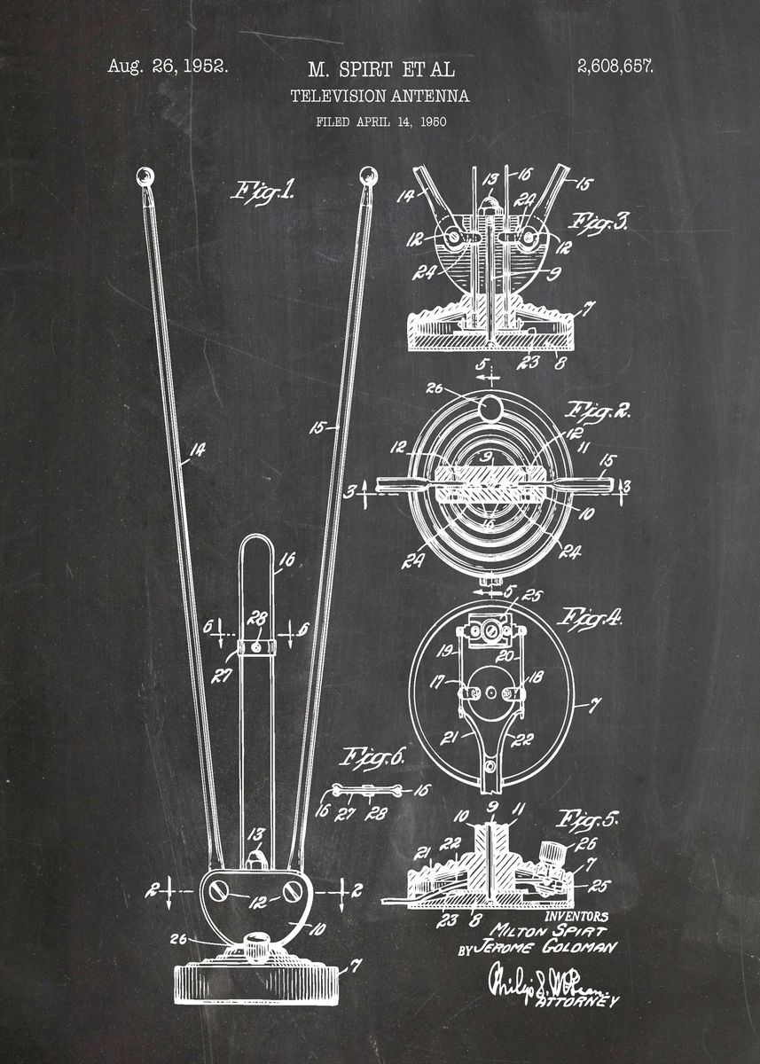 'Television antenna patent' Poster, picture, metal print, paint by ...