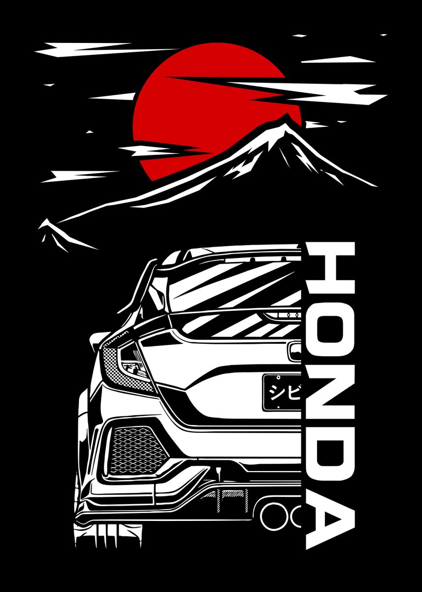 'Honda Type R Civic' Poster, picture, metal print, paint by Faissal ...