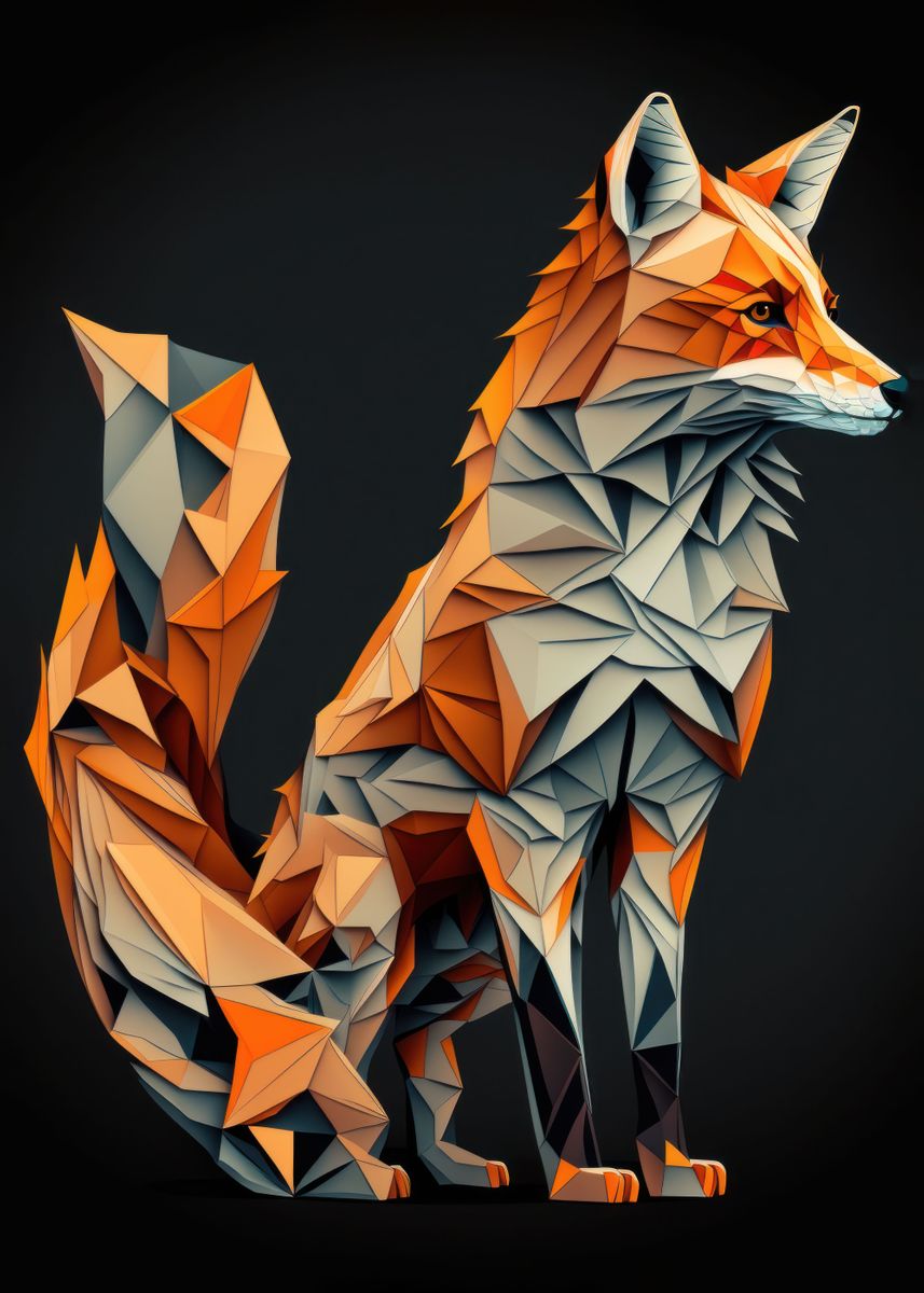 'Abstract Geometric Fox ' Poster, picture, metal print, paint by Usama ...