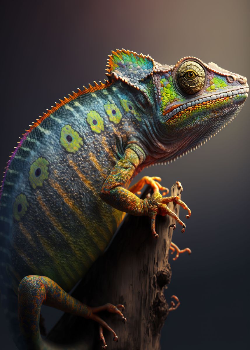 'chameleon ' Poster, picture, metal print, paint by ellenanydia | Displate